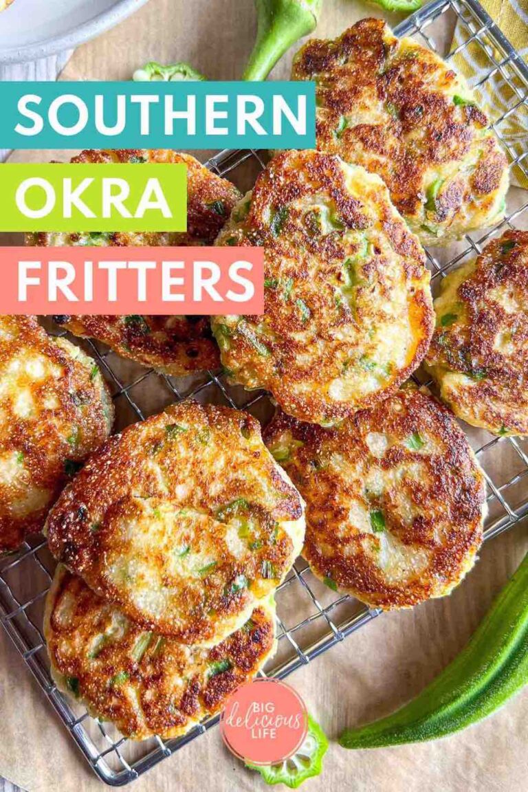 Classic Southern Crispy Pan Fried Okra Fritters - Big Delicious Life