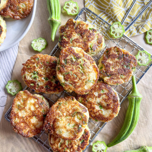 Classic Southern Crispy Pan Fried Okra Fritters - Big Delicious Life