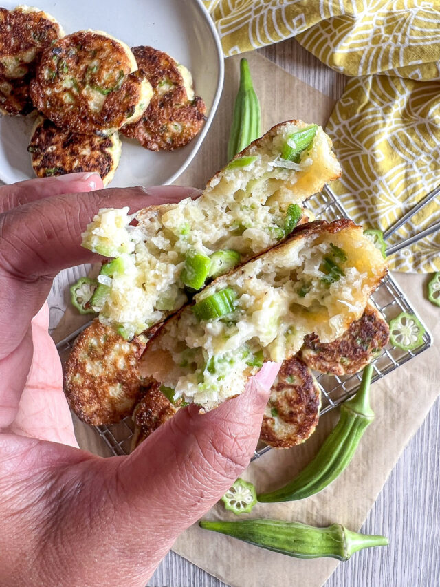 Classic Southern Crispy Pan Fried Okra Fritters - Big Delicious Life