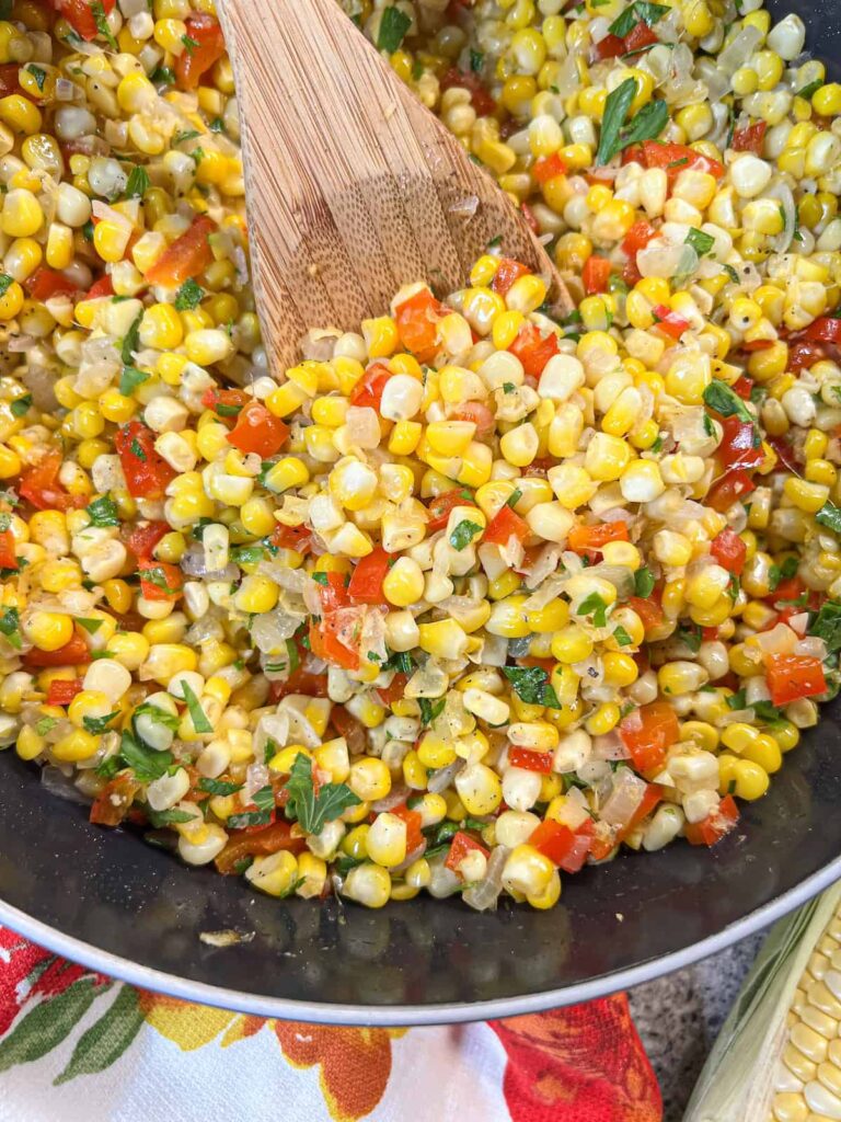 Sautéed Fresh Sweet Corn with Bell Peppers and Onions - Big Delicious Life