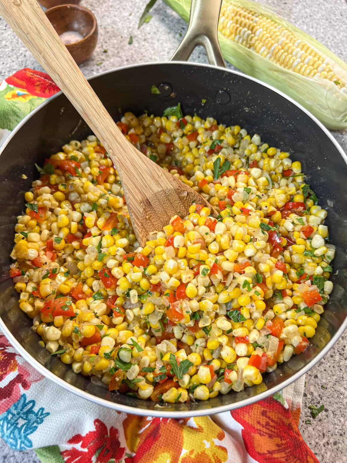 Sautéed Fresh Sweet Corn with Bell Peppers and Onions - Big Delicious Life