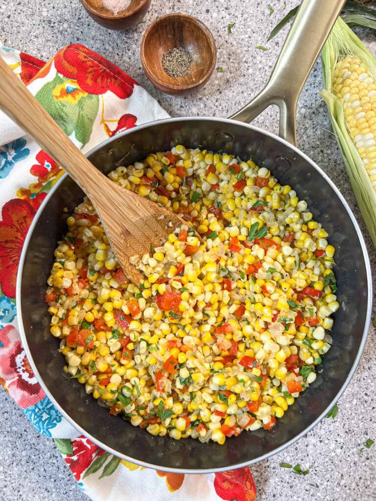 Sautéed Fresh Sweet Corn with Bell Peppers and Onions - Big Delicious Life