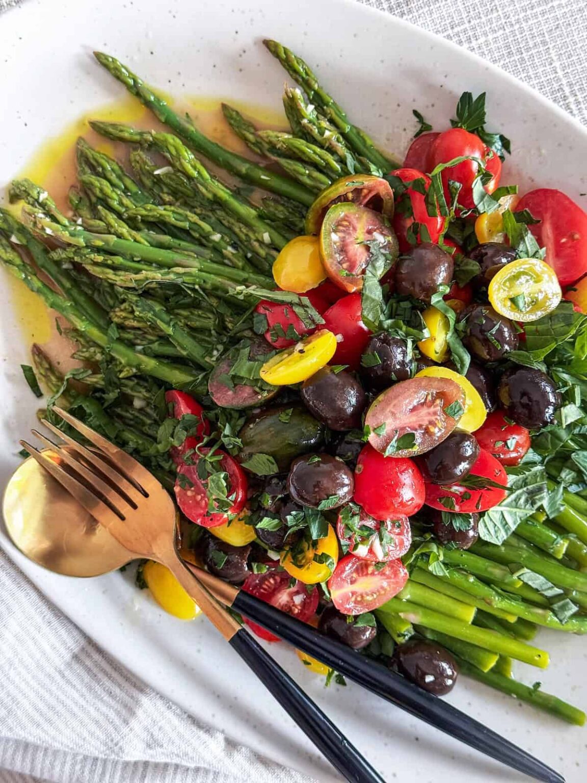 Marinated Asparagus, Olive and Tomato Salad - Big Delicious Life